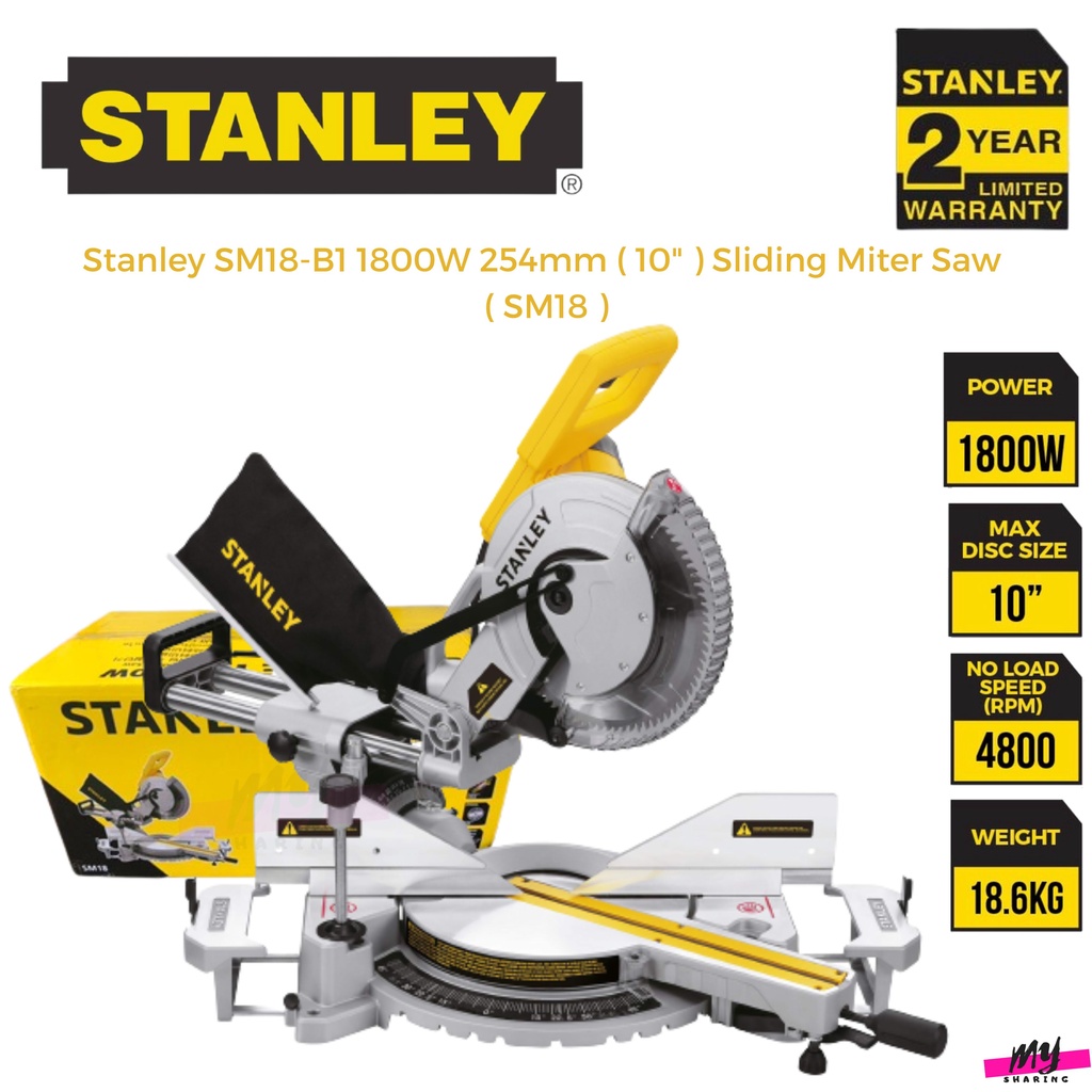 STANLEY SM18-B1 1800W 254mm ( 10" ) Sliding Miter Saw ( SM18 ) | Shopee ...