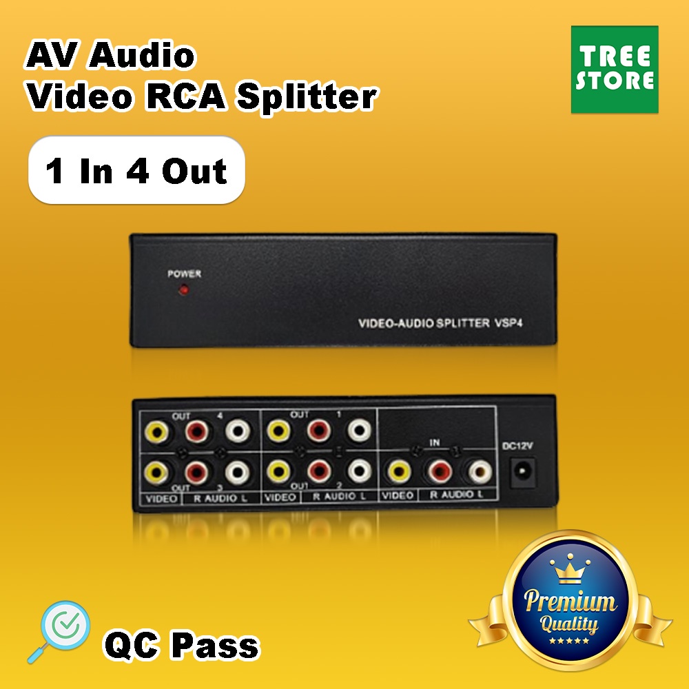 AV Audio Video (1 In 4 Out) Out RCA Splitter (Premium Quality ...