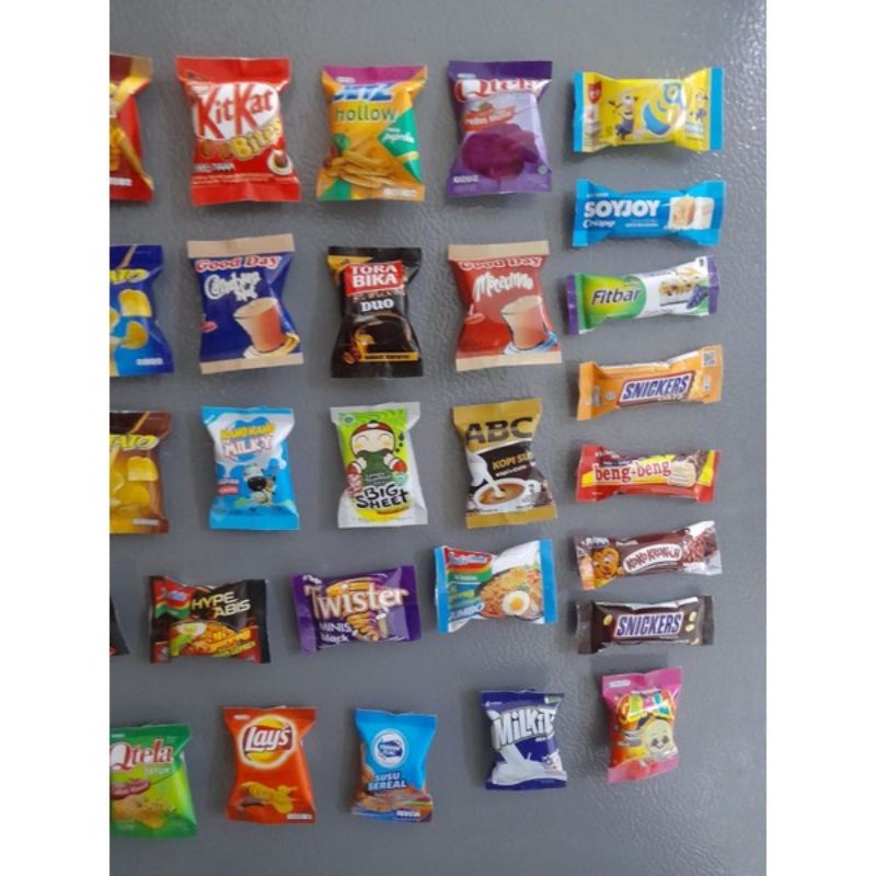 Cute miniature snack food and drink refrigerator magnet sticker ...