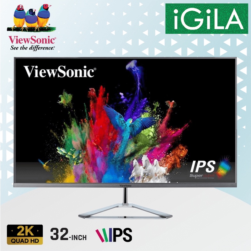 ViewSonic VX3276-2K-mhd 32 Inch WQHD IPS Monitor with a Stylish Ultra ...