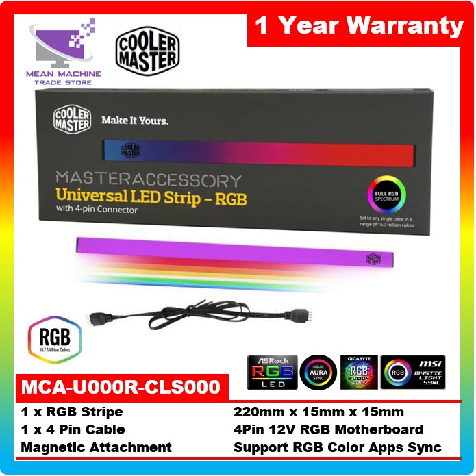 Cooler Master 4Pin 12V RGB Sync Magnetic Universal RGB LED Stripe ...
