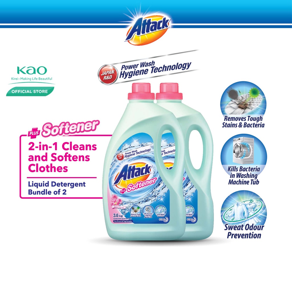 [Bundle of 2] ATTACK Liquid Detergent plus Softener (LATS) - 3.6kg ...