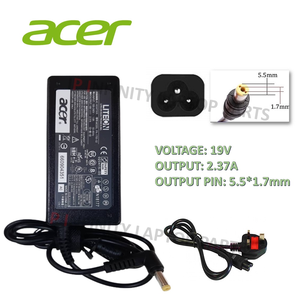 19V 2.1A 2.37A 5.5*1.7MM Acer E1-432 E5-411 E3-112 40W 45W ADP-40PH BB PA-1700-02 Monitor Laptop ...