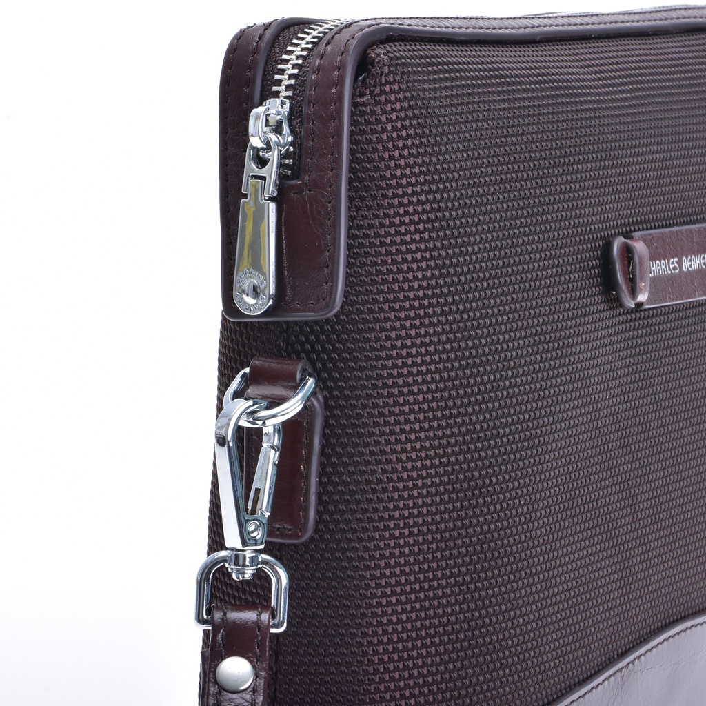 Charles Berkeley GRAYSON Canvas with Leather Trimmed Men's Clutch Bag ...