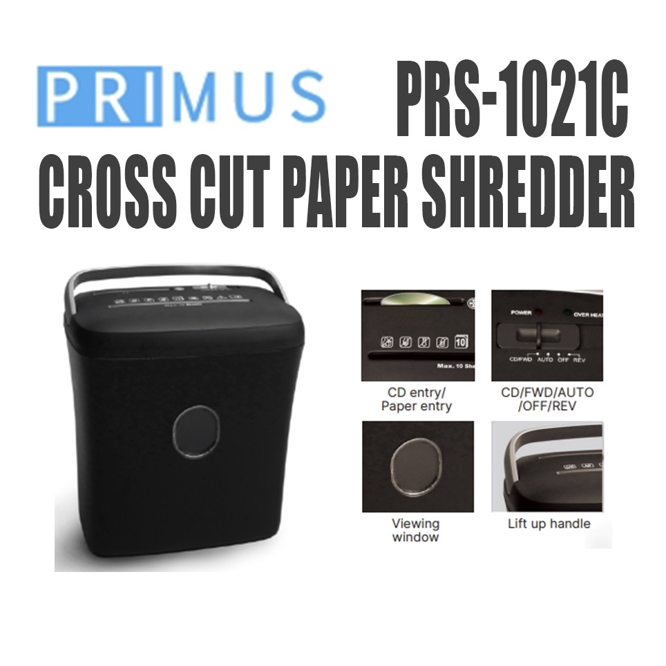 PRIMUS PRS-1021C PAPER SHREDDER CROSS CUT 21 LITER BIN CD/DVD KREDIT ...