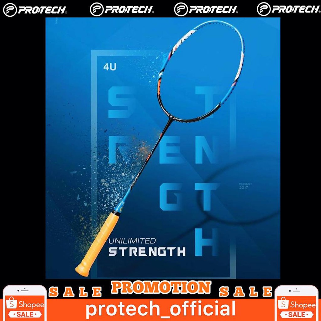 PROTECH UNLIMITED STRENGTH RACKET RACQUET (FREE GRIP + FREE STRING ...