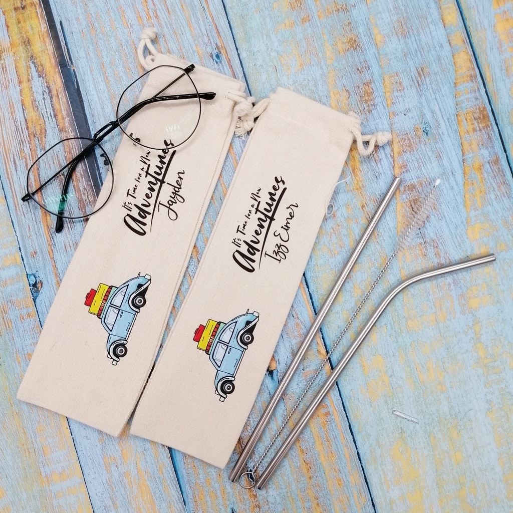 PERSONALIZED STRAW SET WITH NAME ON POUCH (4IN1) - CS 004 | Shopee Malaysia