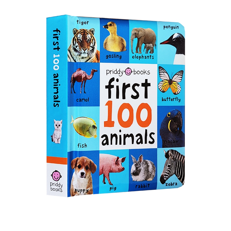 First 100 Animals Words English Picture Books Board Book Children's ...