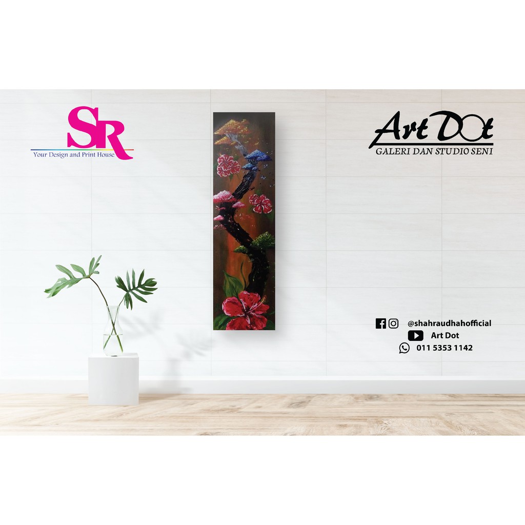 Painting Bunga Raya / Hibiscus. Home Decor / Wall Art | Shopee Malaysia