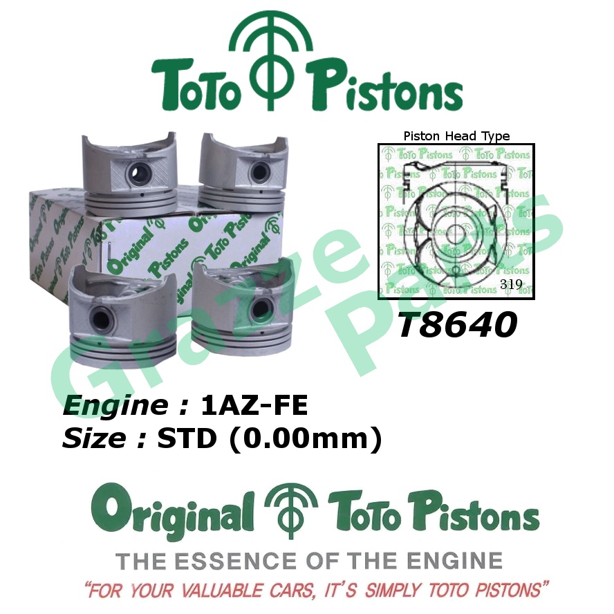 TOTO Piston Set T8640 for Toyota Wish RAV4 RAV 4 ACA21 2.0 1AZ 1AZ-FE ...