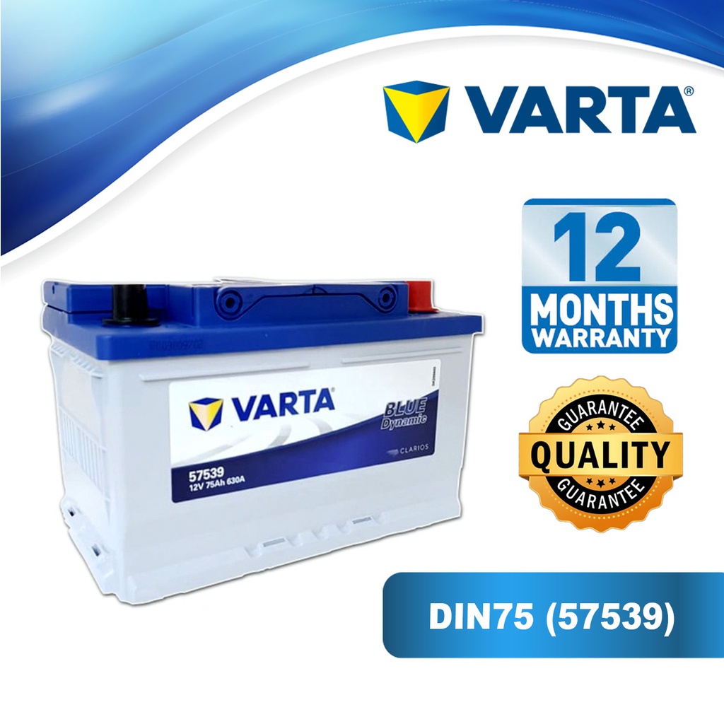 Varta/Delkor/Voltex DIN75 57539 Car Battery>Volkswagen Passat, MK7, Ford Ranger 2.2 CC,Volvo S70 ...