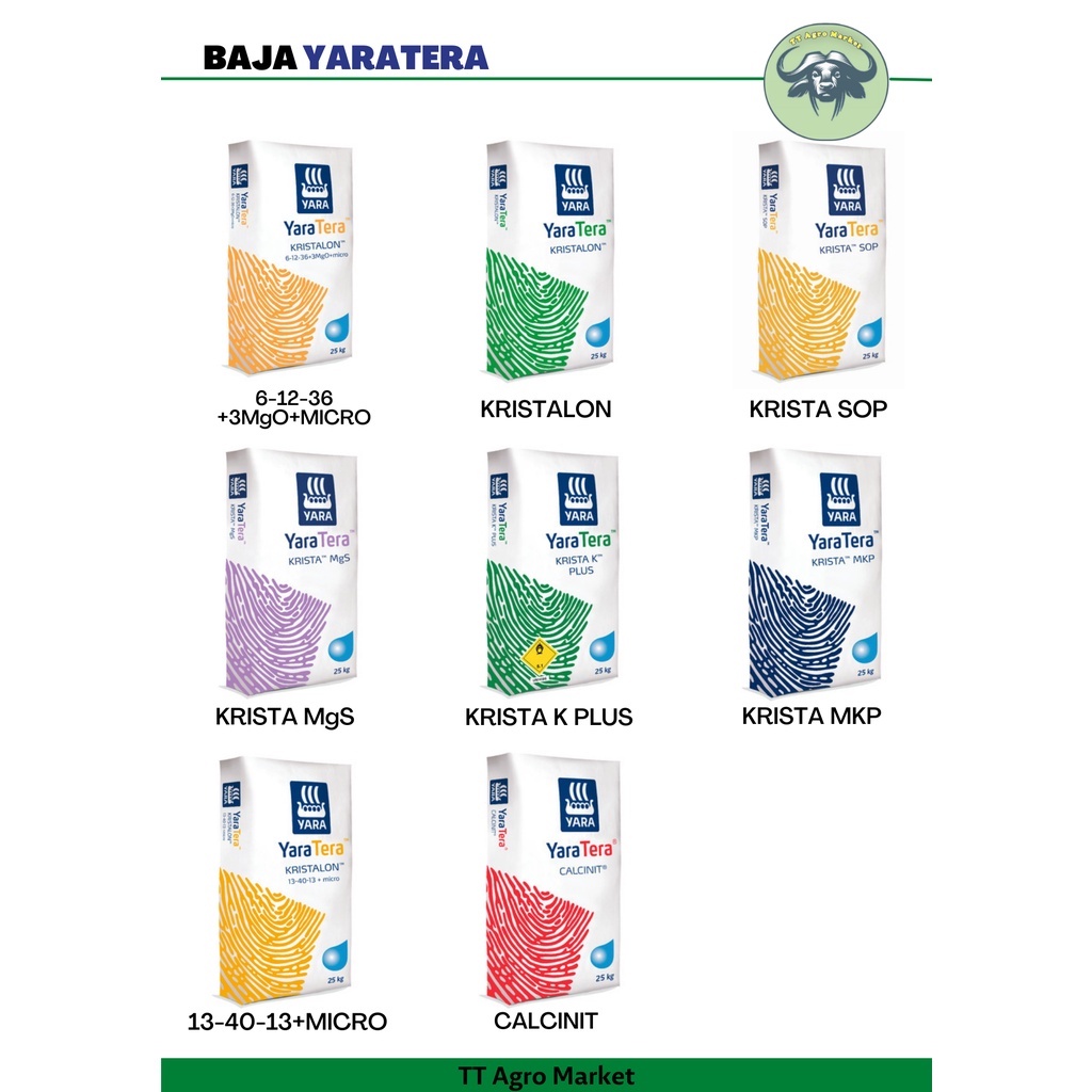 1KG Yara Baja YaraTera KRISTALON 6-12-36+3MgO+MICRO / SOP / MGS / K ...