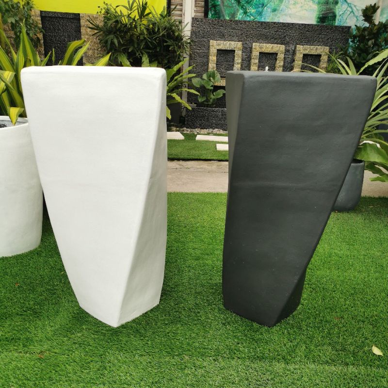 REX FP17 White Fibreglass Round Flat Conical Flower Pot Pasu Bunga ...