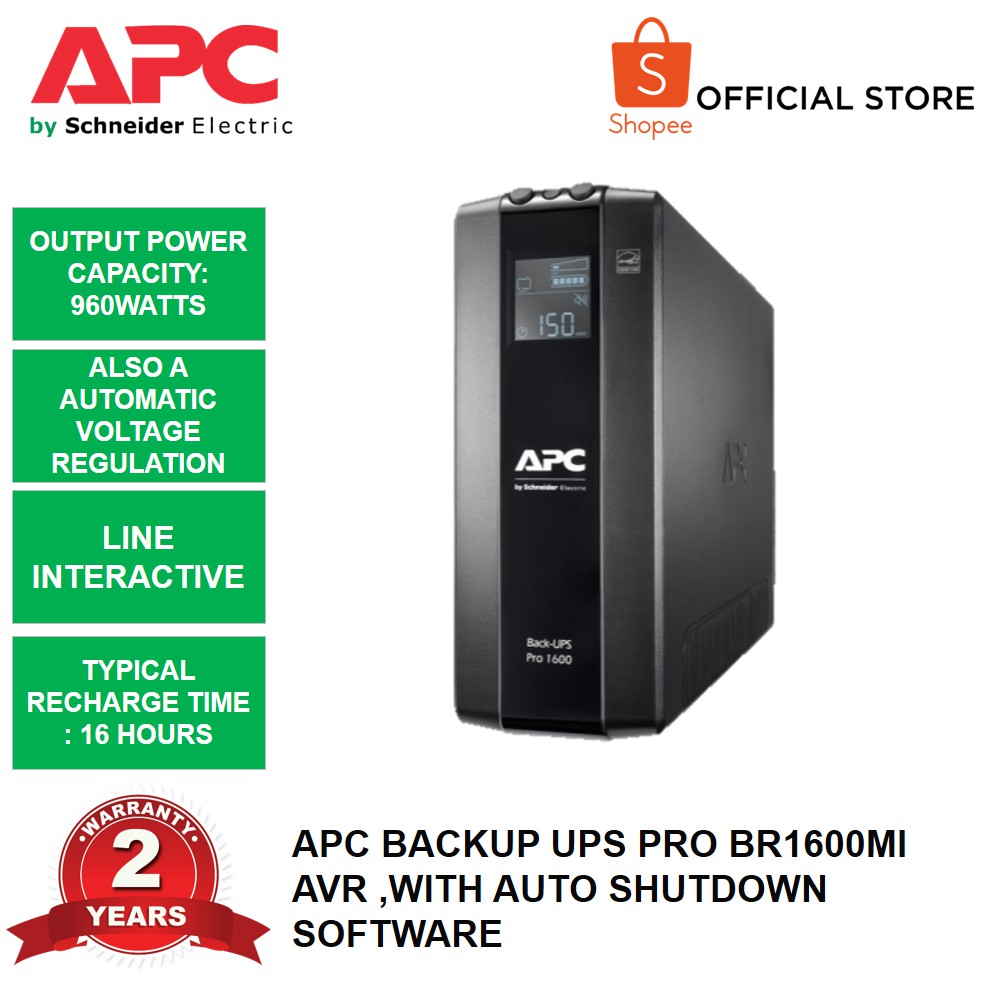 APC Back UPS Pro BR 1600VA, 8 Outlets, AVR, LCD interface (BR1600MI ...