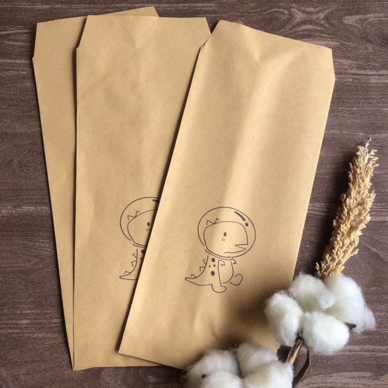 Small brown envelope Packaging with T-Rex motif. vintage aesthetic ...