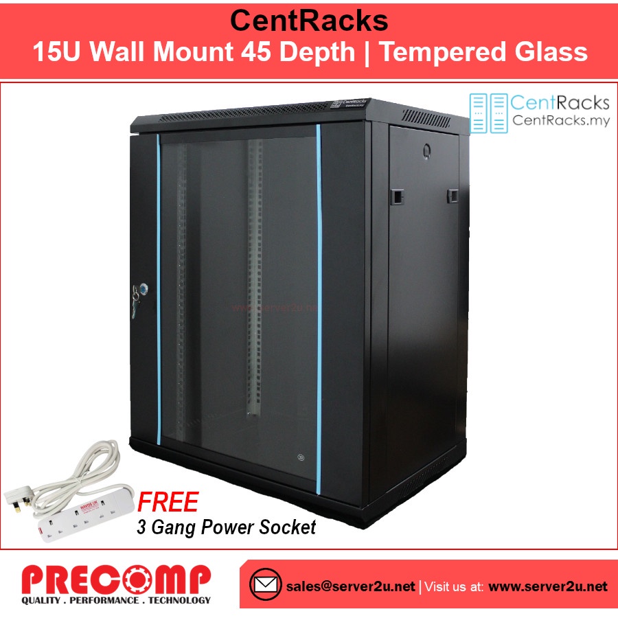 CentRacks 15U (45cm x 75cm x 60cm) Wall Mount Server Rack (CM15UB450 ...