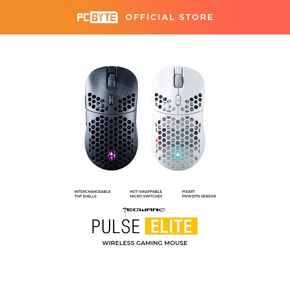 Tecware Pulse Elite Wireless Gaming Mouse - (Black/White) | Shopee Malaysia