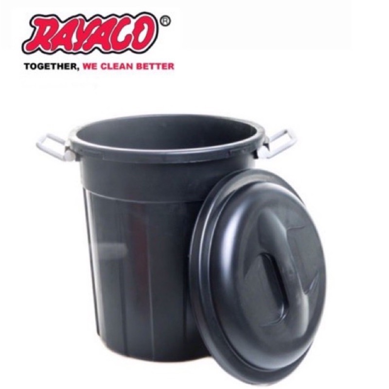 RAYACO V8120 12 Gallon Dustbin With Cover And Lock / Tong Sampah Hitam / Black Garbage Bin ...