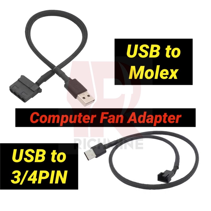 {ReadyStock} USB to Molex 3/4PIN FAN Adapter Cable | Shopee Malaysia