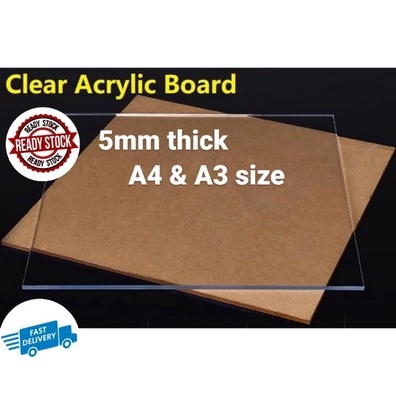 5mm Thick Acrylic Sheet/ Acrylic board Glass slab Perspex A4/A3 Casting ...