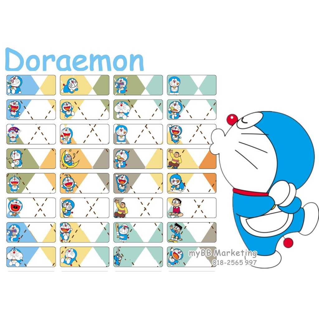 Doraemon Name Sticker (waterproof) | Shopee Malaysia