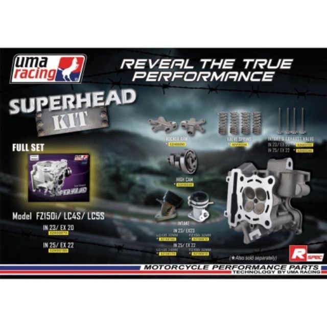 (Ready Stock) Y15ZR/LC135/FZ150I IN25mm/EX22mm Uma Racing Superhead ...