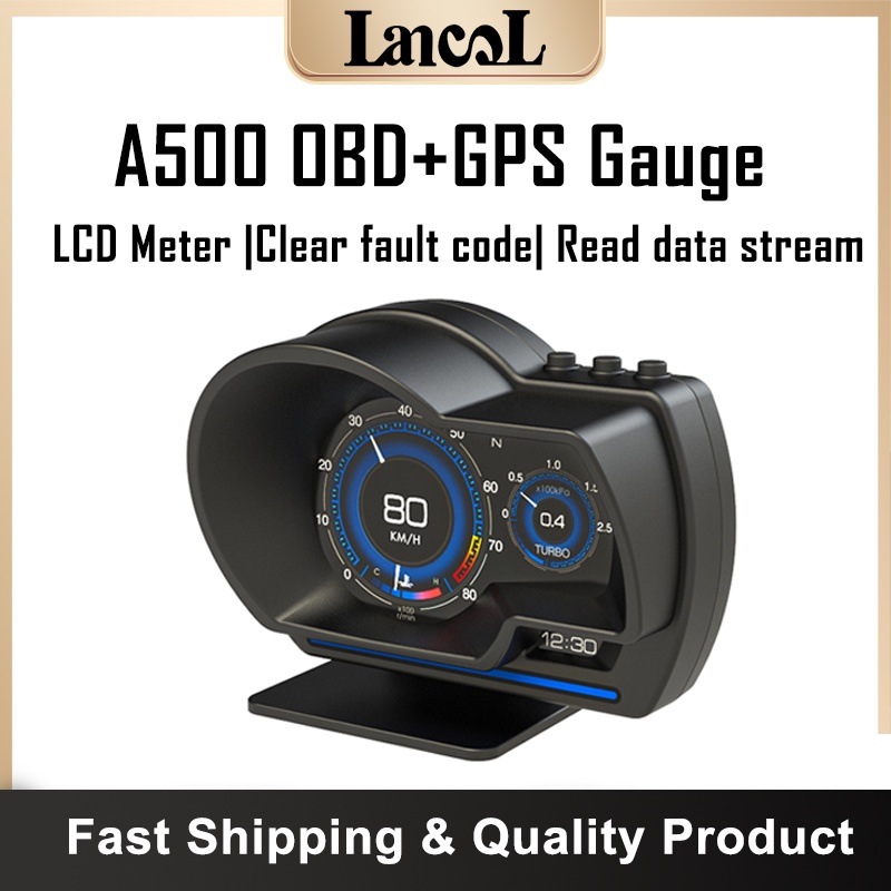 OBD2 HUD A500 Speedometer GPS+OBD OBD2 Digital Scanner Alert ...