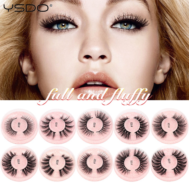 YSDO 3D Faux Mink Eyelashes Natural Bulu Mata Palsu 1 Pair Volume 3D Mink Eyelash Natural Long ...