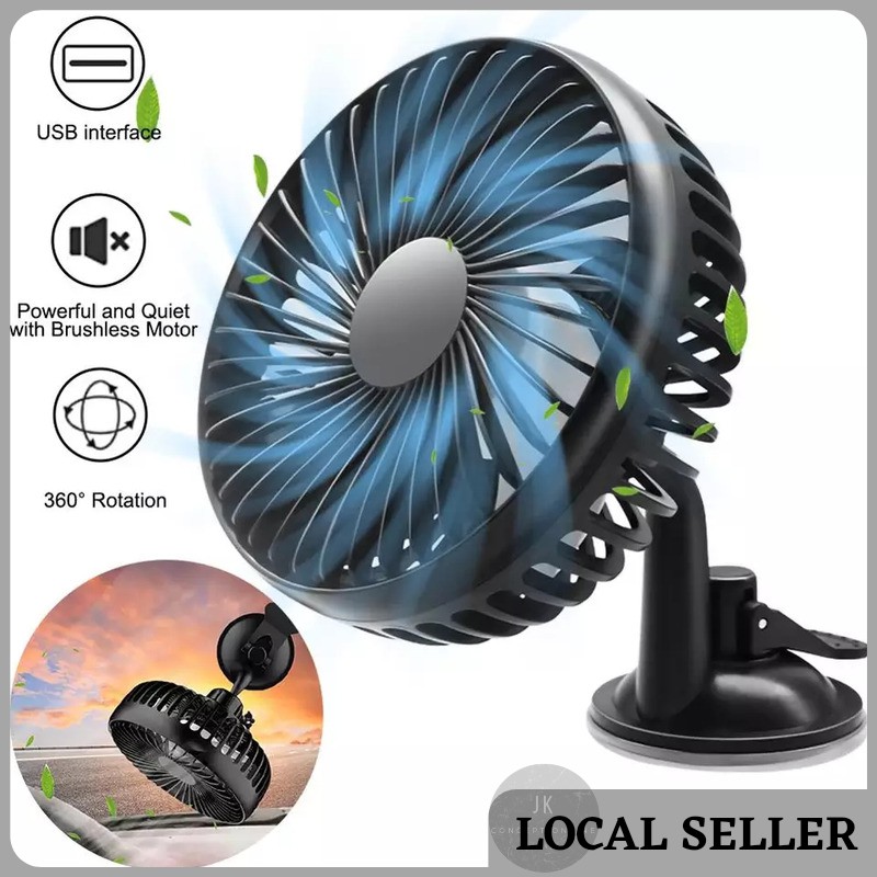 JK USB Car Fan Suction Cup Car Seat Back Single Head Car Fan 12V/24V ...