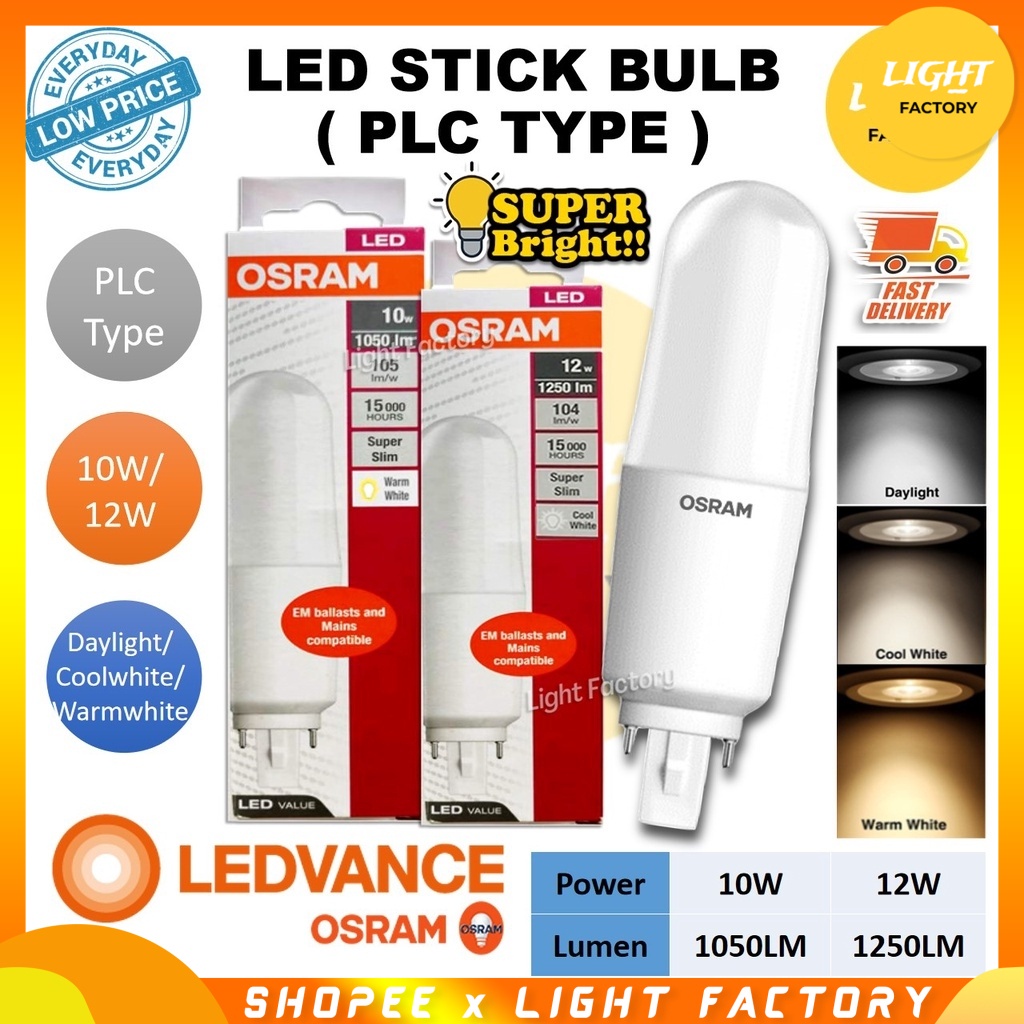 OSRAM LED Bulb 10W 12W PLC Stick Bulb G24 LED PL-C Stick Bulb Daylight / Coolwhite / Warmwhite ...