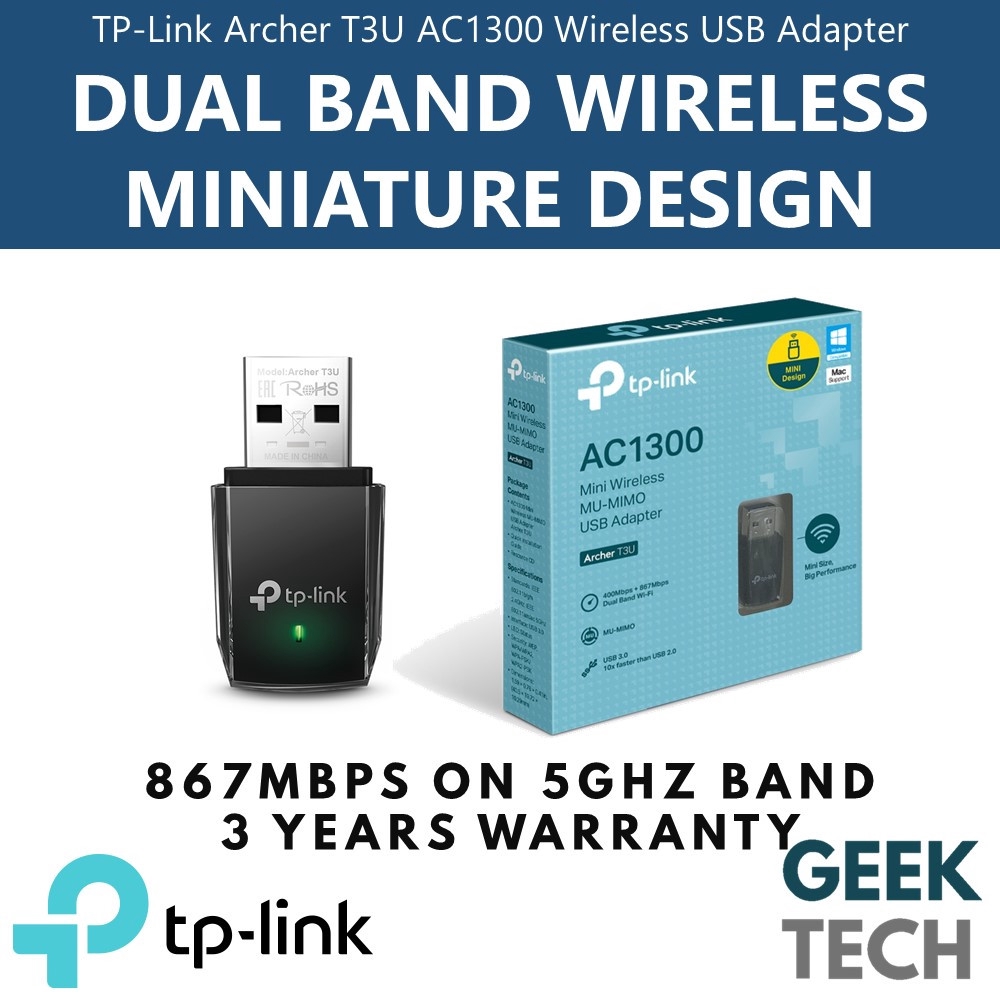 TP-LINK Archer T3U AC1300 Mini Wireless MU-MIMO USB Adapter | Shopee ...