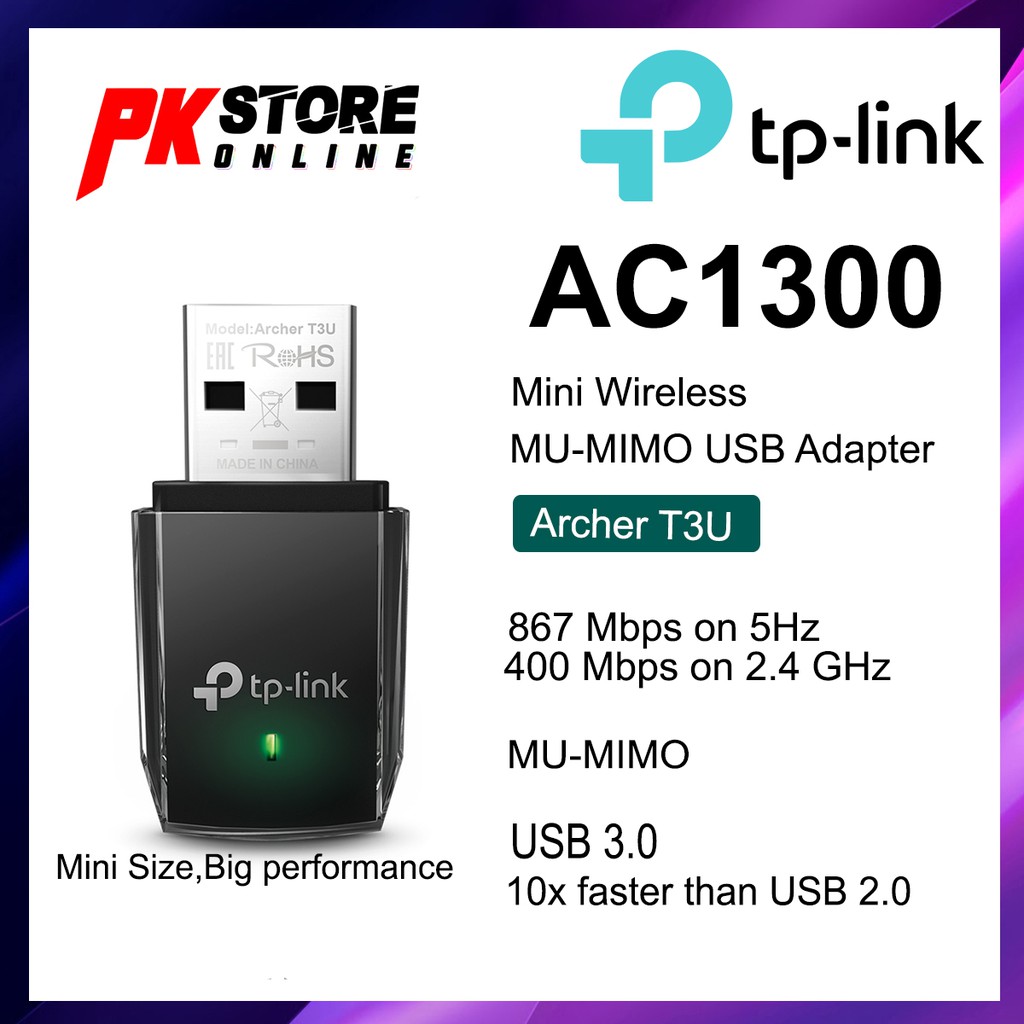 TP-LINK ARCHER T3U AC1300 MINI WIRELESS MU-MIMO USB ADAPTER | Shopee ...