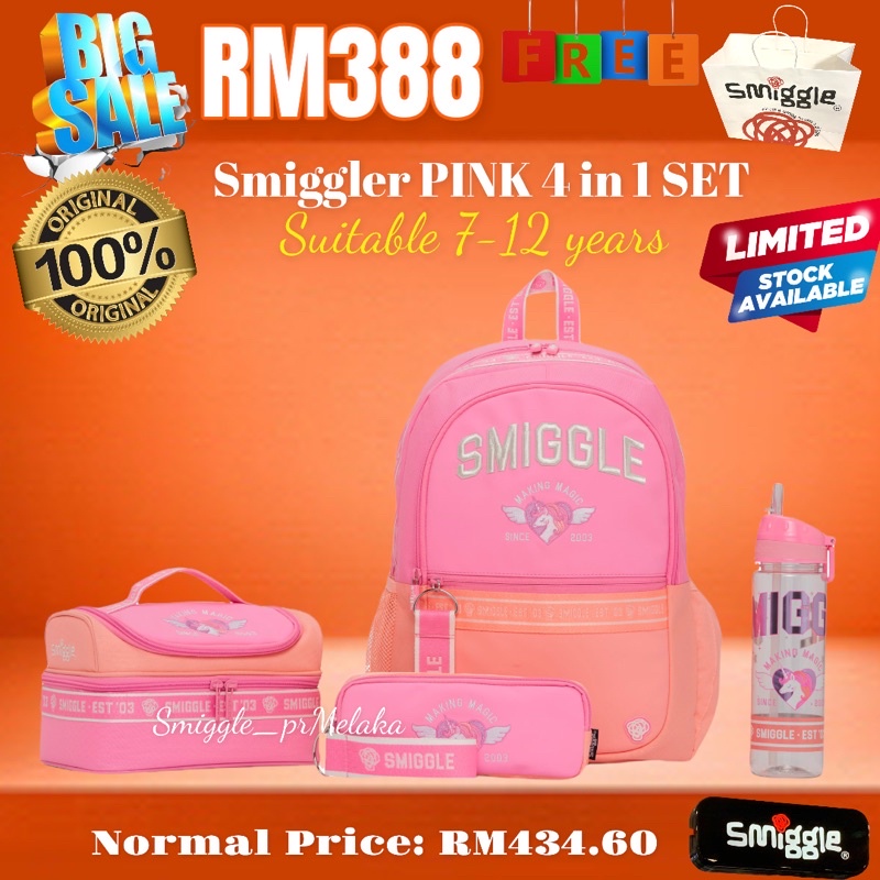 Smiggle 💯 original Smiggler PINK 4 in 1 SET | Shopee Malaysia