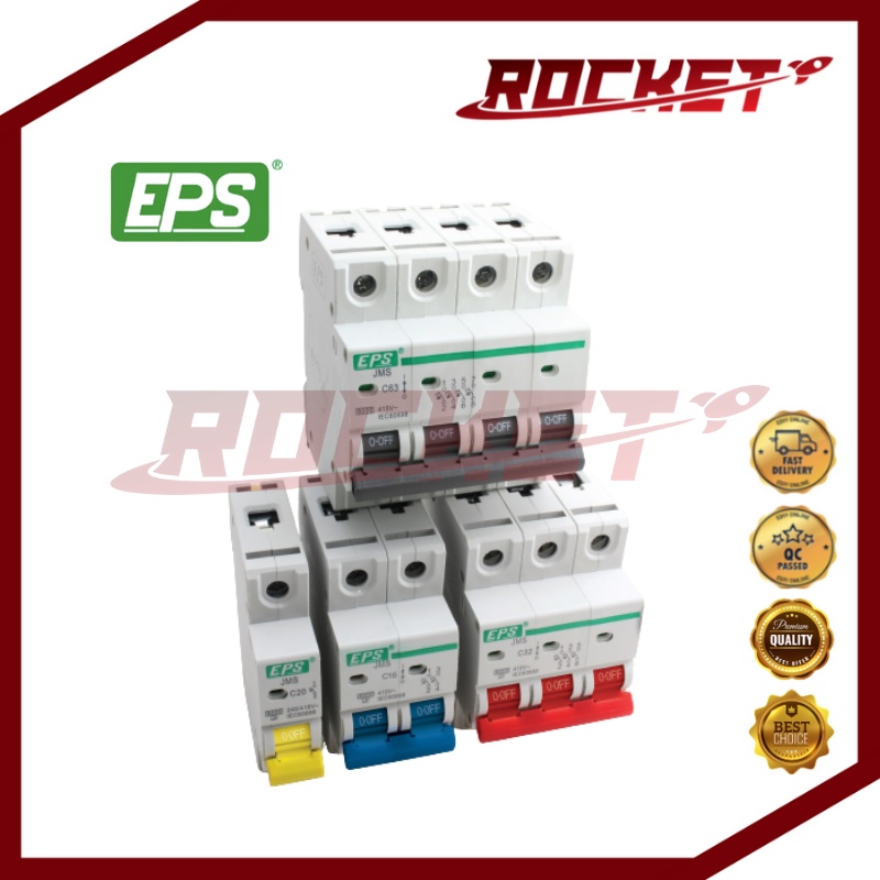 MCB EPS Miniature Circuit Breaker 6KA 1Pole 2Pole 3Pole 6a/10a/16a/20a/32a/63a SIRIM NEW SERIES ...