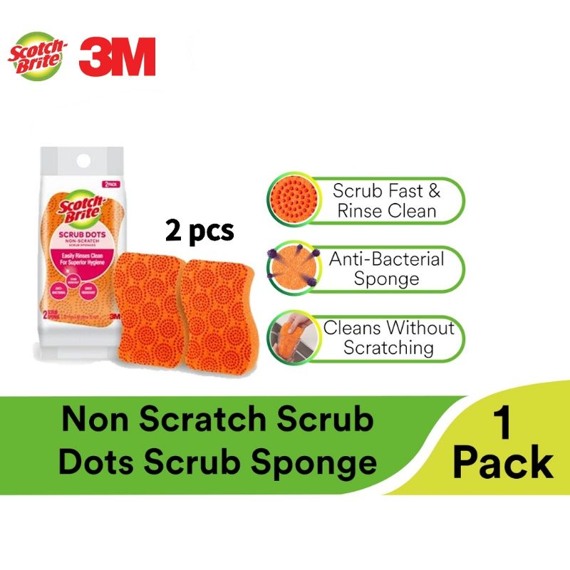 [TKM] 3M Scotch-Brite Scrub Dots Non Scratch Scrub Sponges 2pcs/Pack ...