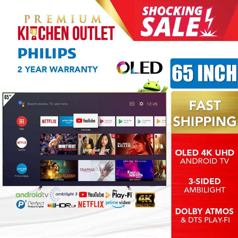 Philips 65 Inch OLED 4K UHD Android TV 65OLED706 | Smart TV | 3-Sided ...