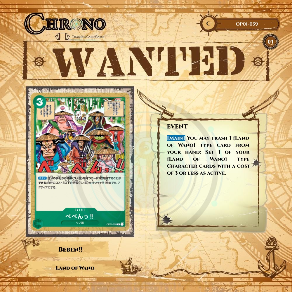 OP01-059 | Beben!! | Common | Event | One Piece TCG Single | Chrono TCG | Romance Dawn | One ...