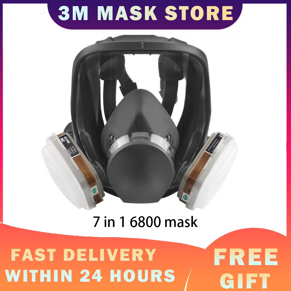 7 in 1 Full Face Chemical Spray Painting Respirator Vapour Gas Mask For ...