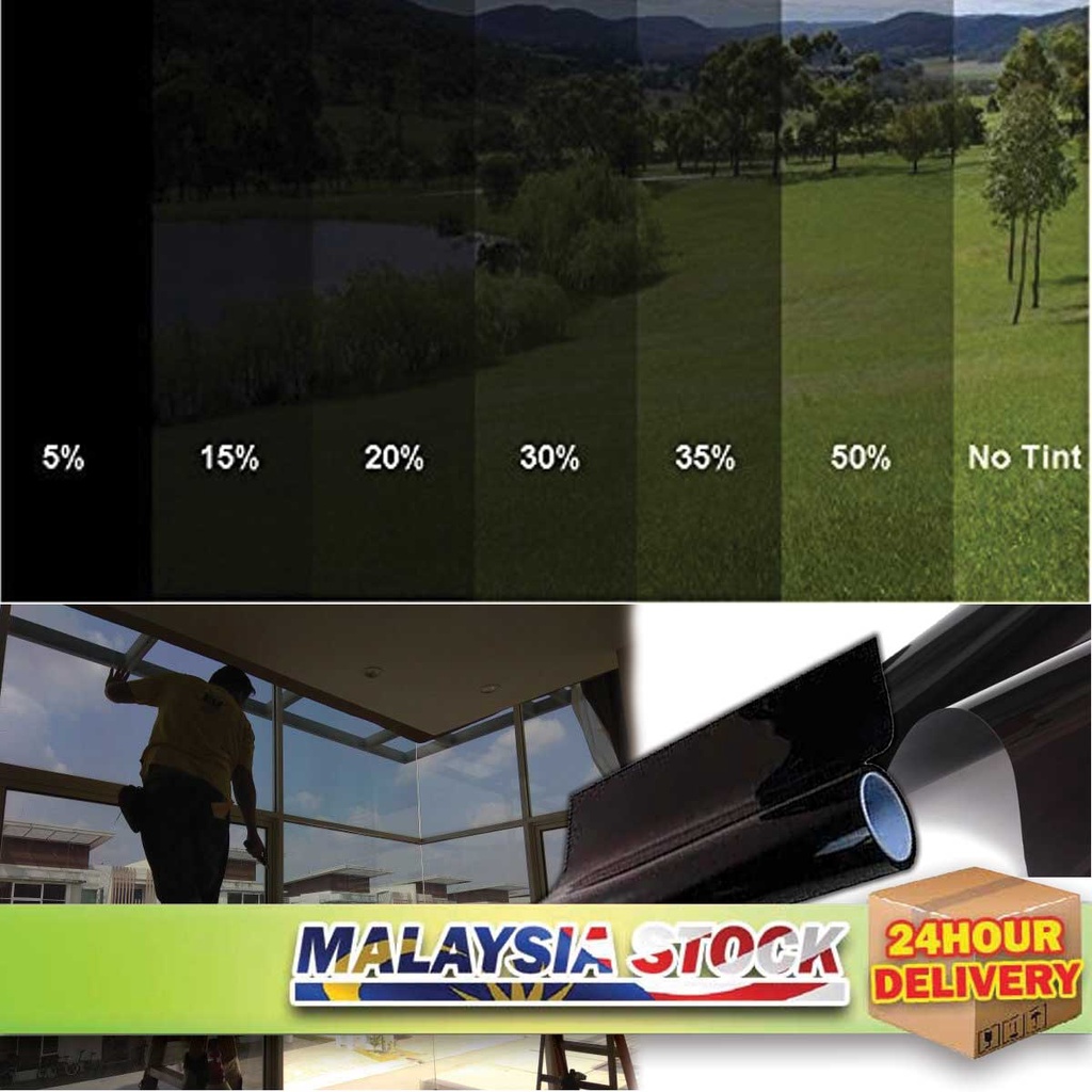 Tinted Rumah/VLT 0 5 20 35 50 /Tinted Hitam 100/UV Black Window Film ...