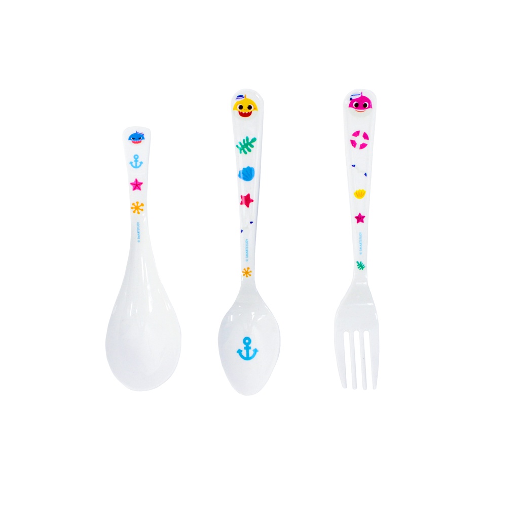 Pinkfong Baby Shark 3 In 1 Cutlery Set With Soup Spoon - White Colour ...