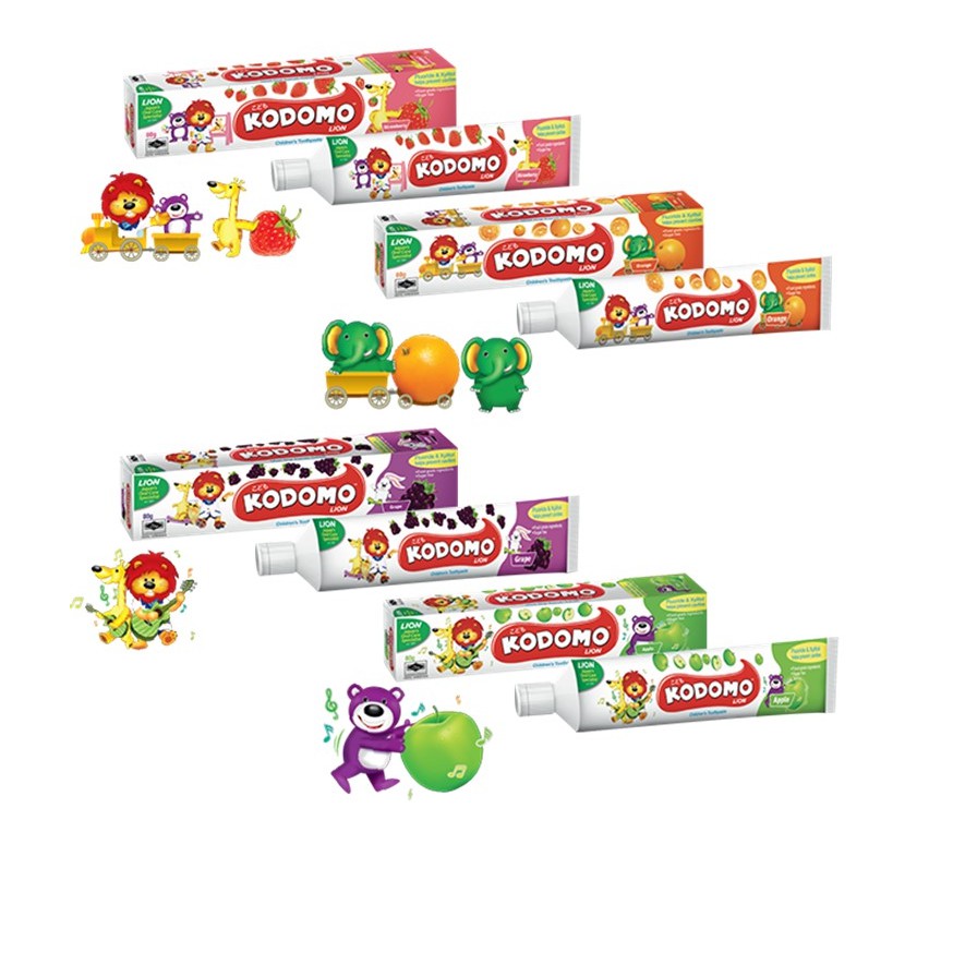 KODOMO Lion Children Toothpaste 40g - Strawberry / Orange / Grape ...