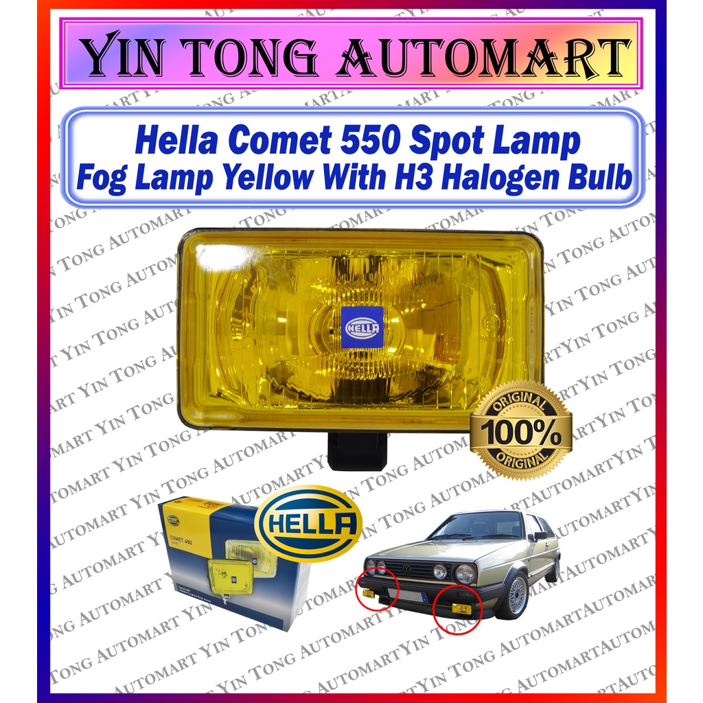 **100% ORIGINAL** HELLA COMET 550 SPOT LAMP FOG LAMP YELLOW H3 HALOGEN ...