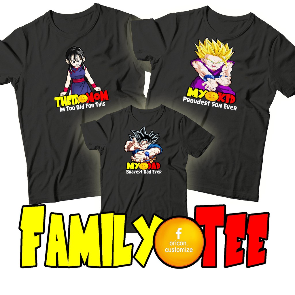 Family Tee Shirt Dragonball Baju Animation Daddy Mommy goku gohan chi ...