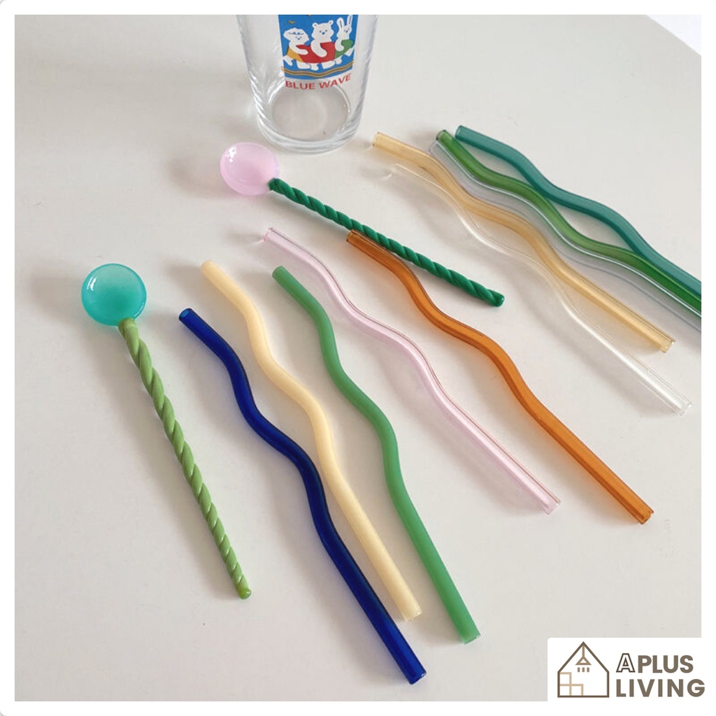 EcoFriendly Wave Glass Straw High Borosilicate Clear Reusable Drinking ...