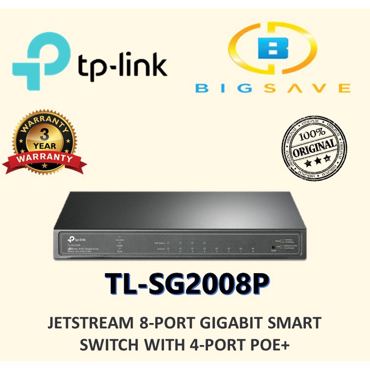 TP-LINK TL-SG2008P JETSTREAM™ 8-PORT GIGABIT SMART SWITCH WITH 4-PORT ...