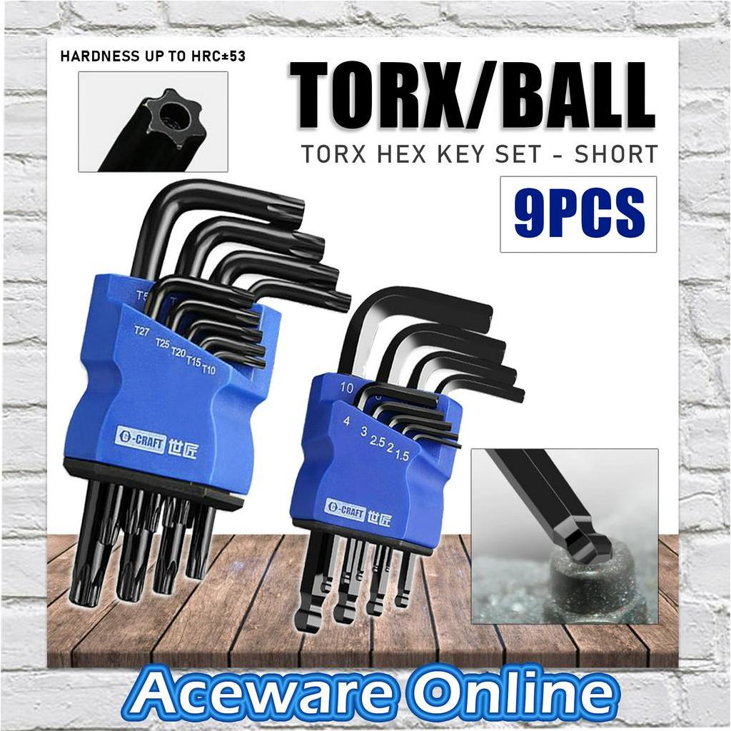 9PCS G-CRAFT TORX KEY SET T10-T50 BALL POINT KEY SET SHORT L SHAPE ...