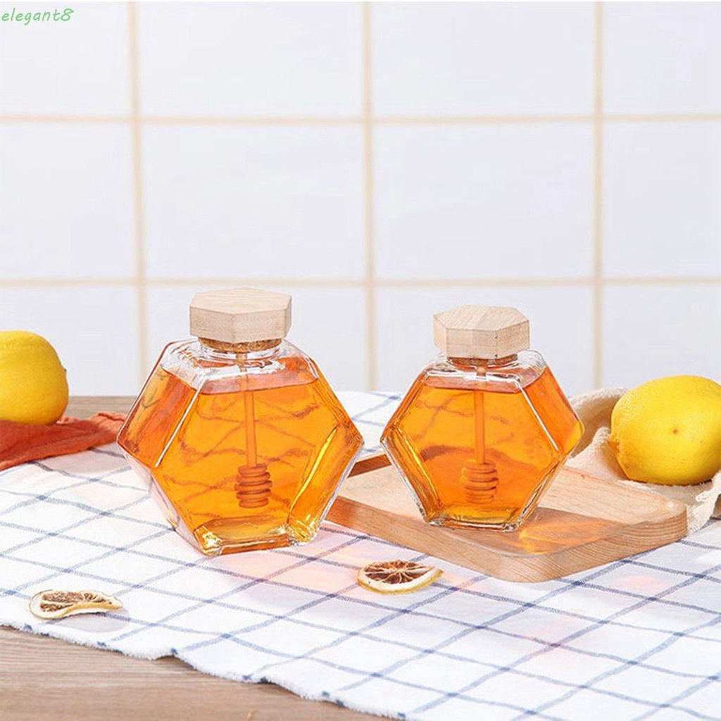 ELEGANT Home Honey Jar Heat-Resistant Storage Container Honey Pot Cork ...
