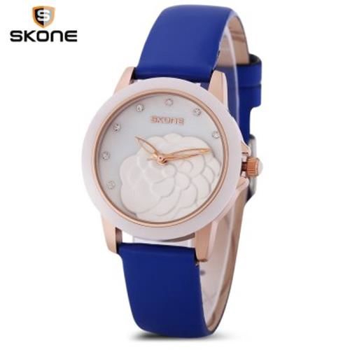 SKONE 9306 - 1 WOMEN QUARTZ WATCH GENUINE LEATHER STRAP ARTIFICIAL ...