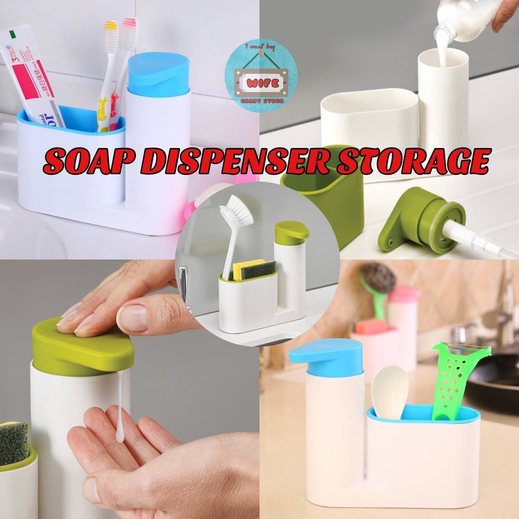 READY STOCK ~ Liquid Hand Soap Dispenser with open storages Sink ...