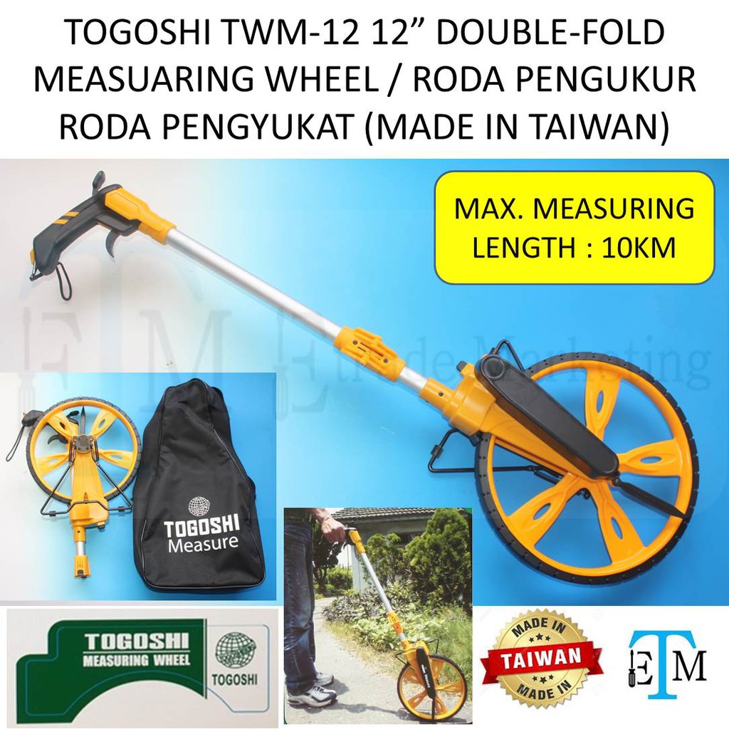 TOGOSHI TWM-12 12” DOUBLE-FOLD MEASURING WHEEL / RODA PENGUKUR RODA ...